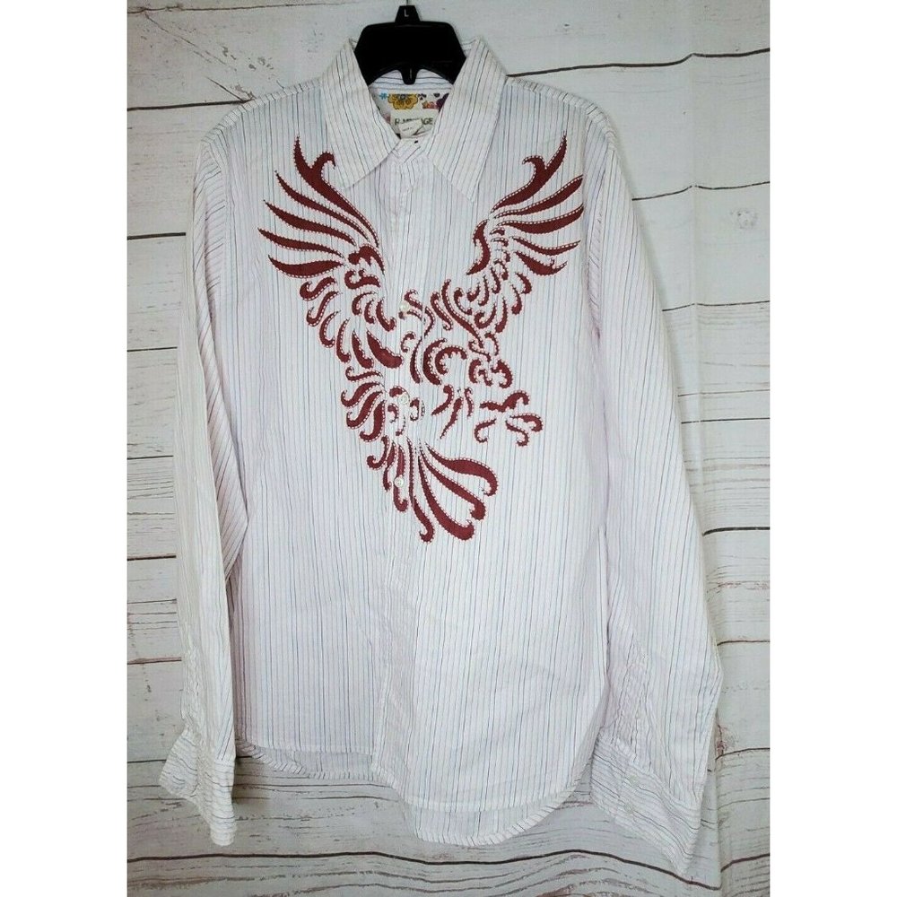 Rare R Vintage Large White Burgundy Hawk Design L %10… - Gem